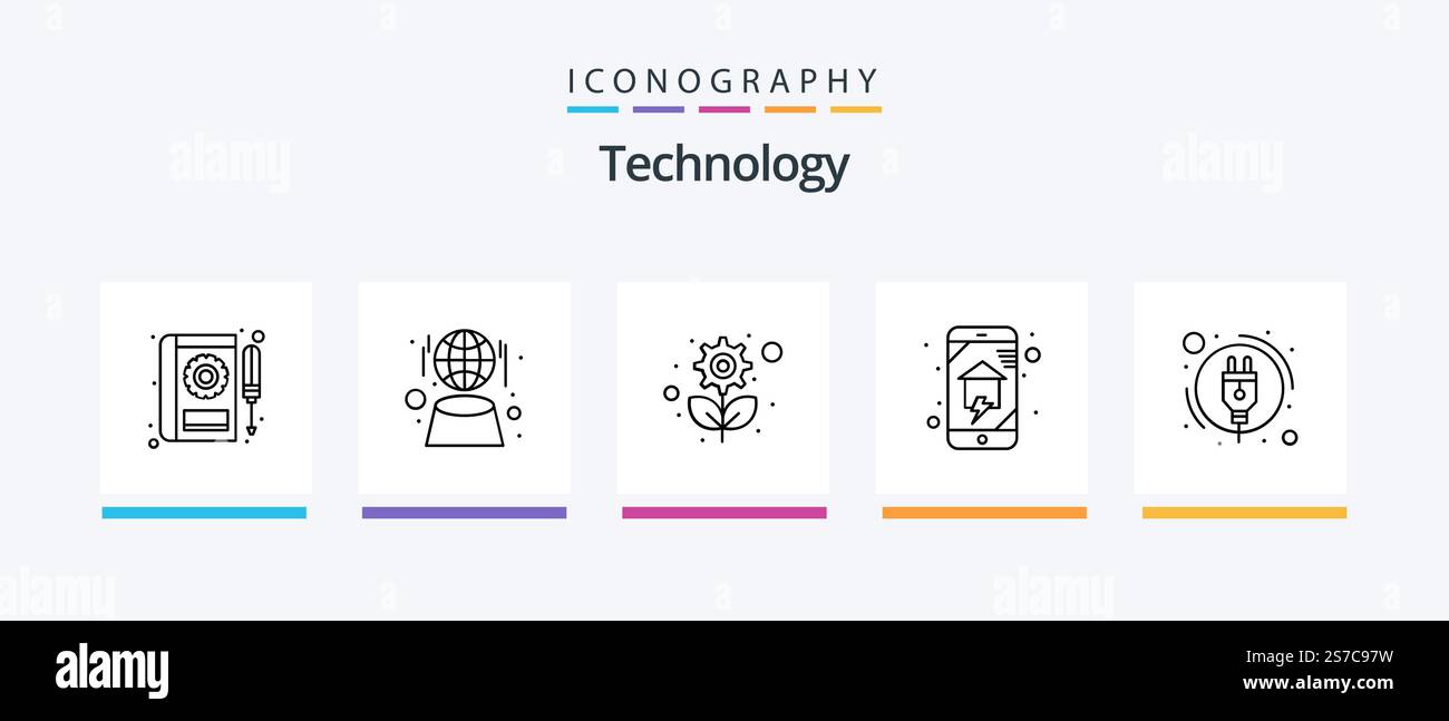 Technology Line 5 Icon Pack Including game. control. renewable ...