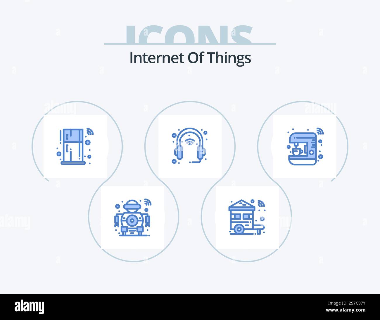 Internet Of Things Blue Icon Pack 5 Icon Design. headphone. gadget ...