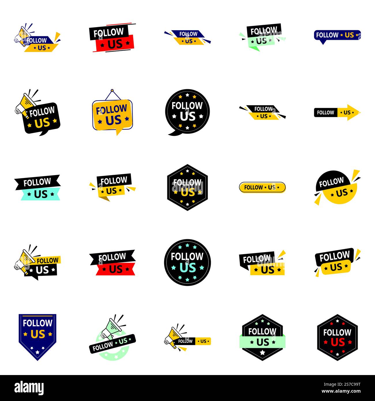 25 Stylish Follow Us Banners for Twitter and Instagram Stock Vector ...