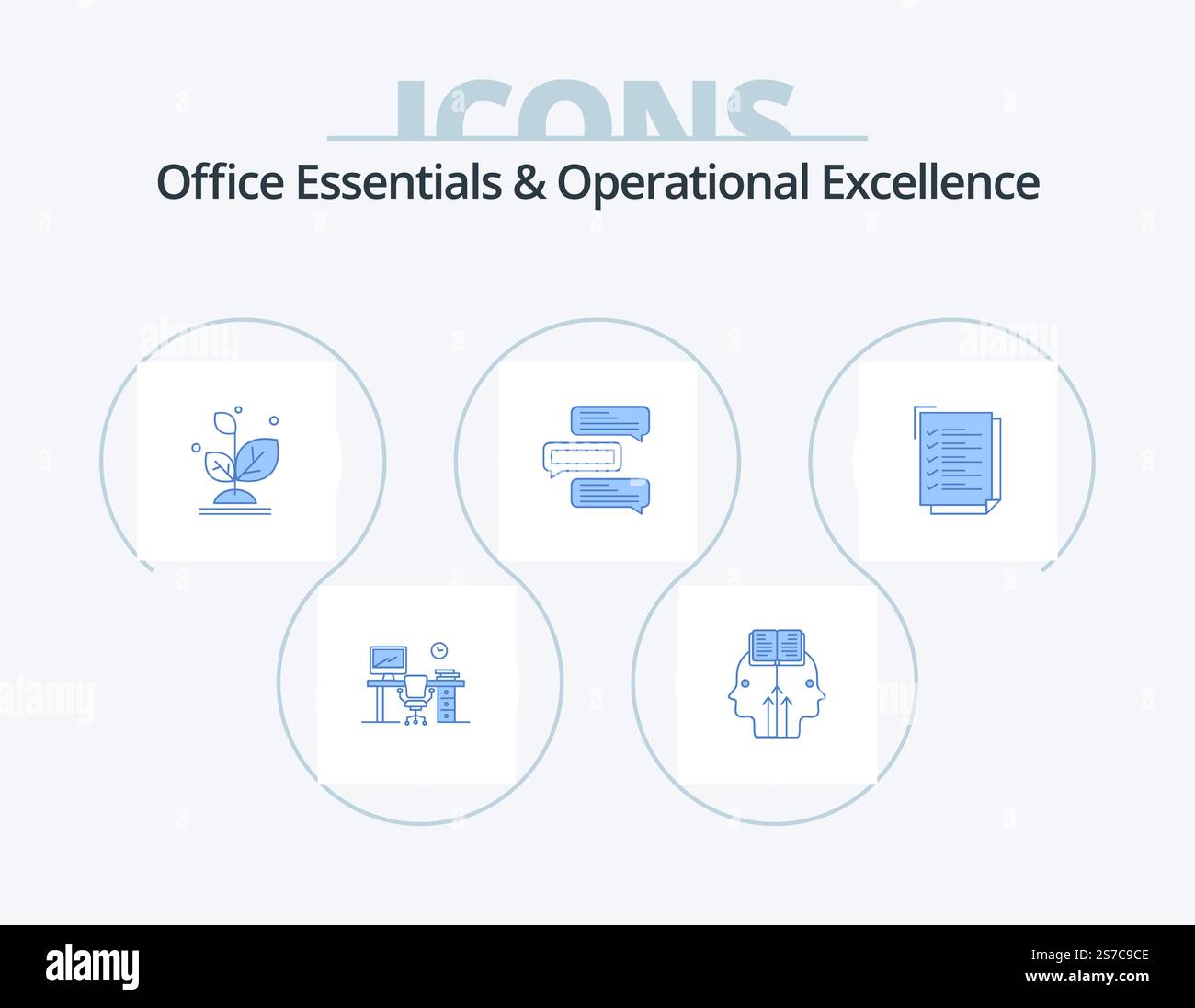 Office Essentials And Operational Exellence Blue Icon Pack 5 Icon ...