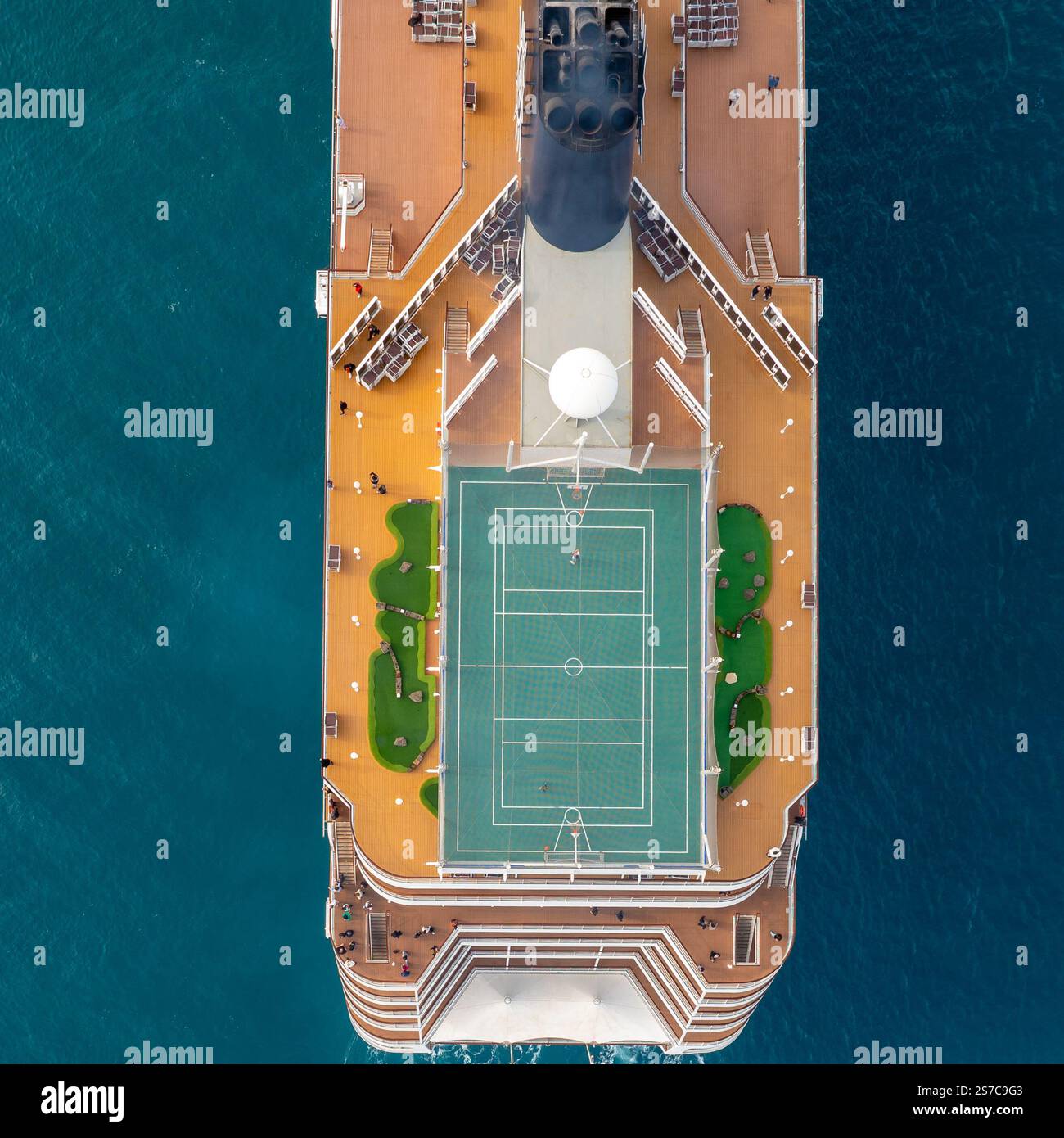 Aerial view of a cruise ship with a sports deck Stock Photo - Alamy