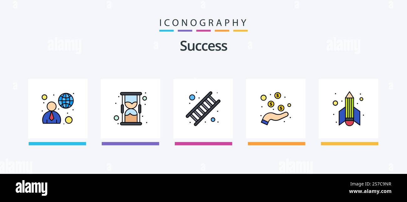 Sucess Line Filled 5 Icon Pack Including failure. plant. reward. tree ...
