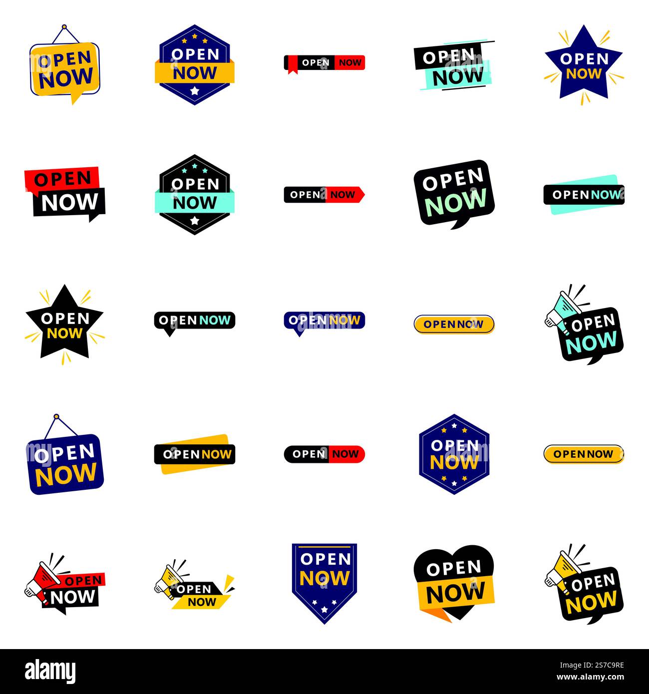 Open Now Sign Pack 25 Editable Designs Stock Vector Image & Art - Alamy