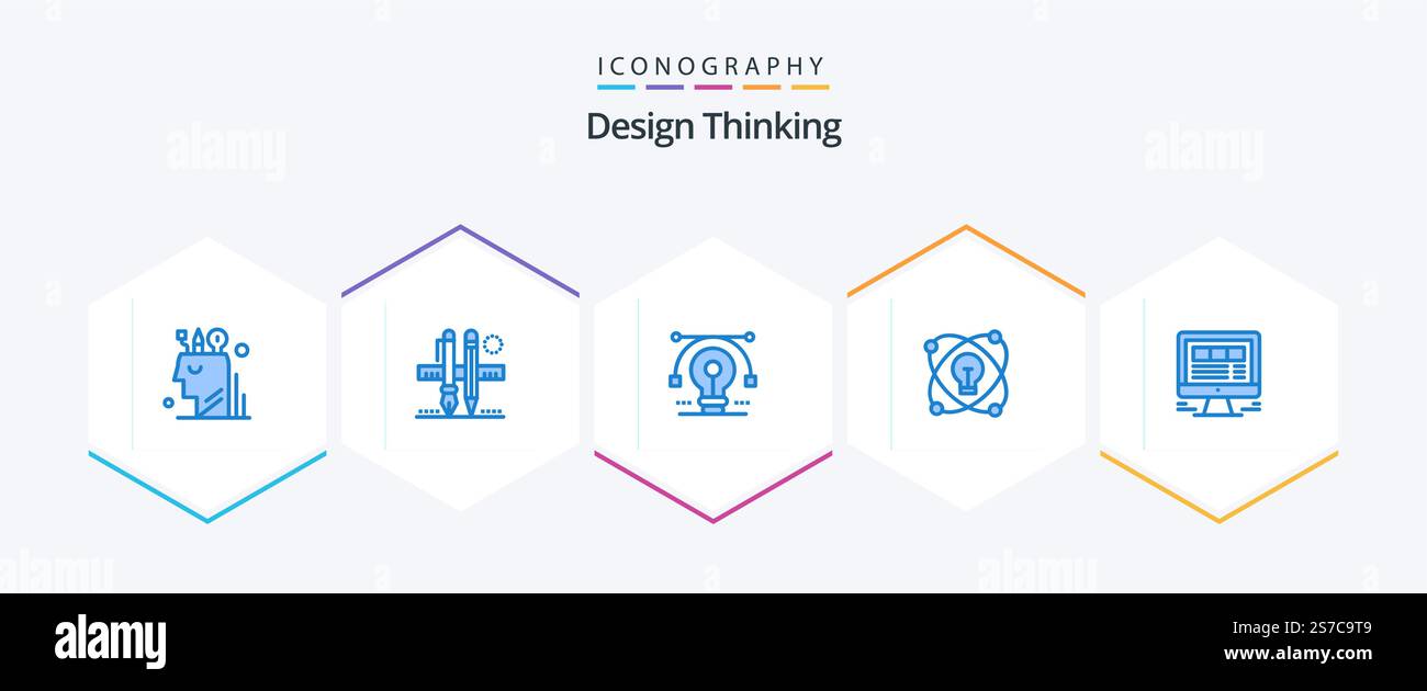 Design Thinking 25 Blue icon pack including lightd. idea. scale ...