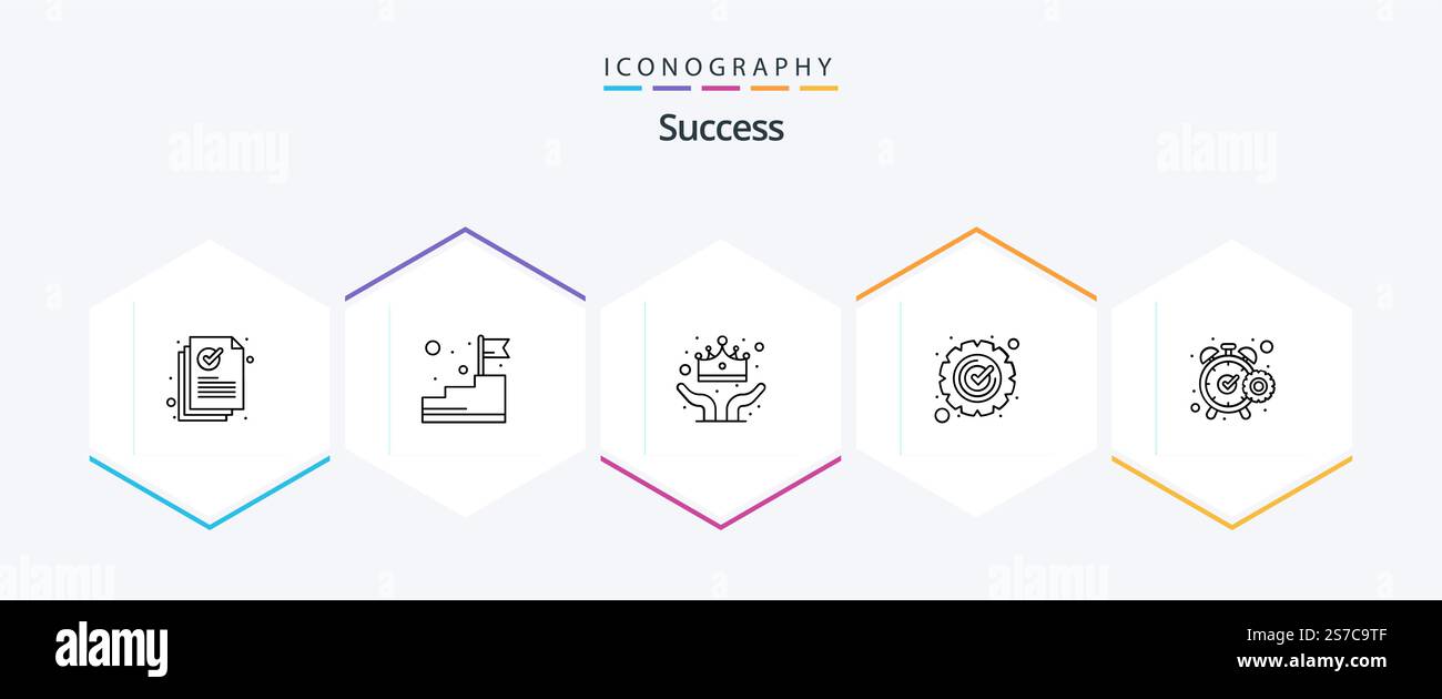 Sucess 25 Line icon pack including ok. cogwheel. stairs. success. hand ...