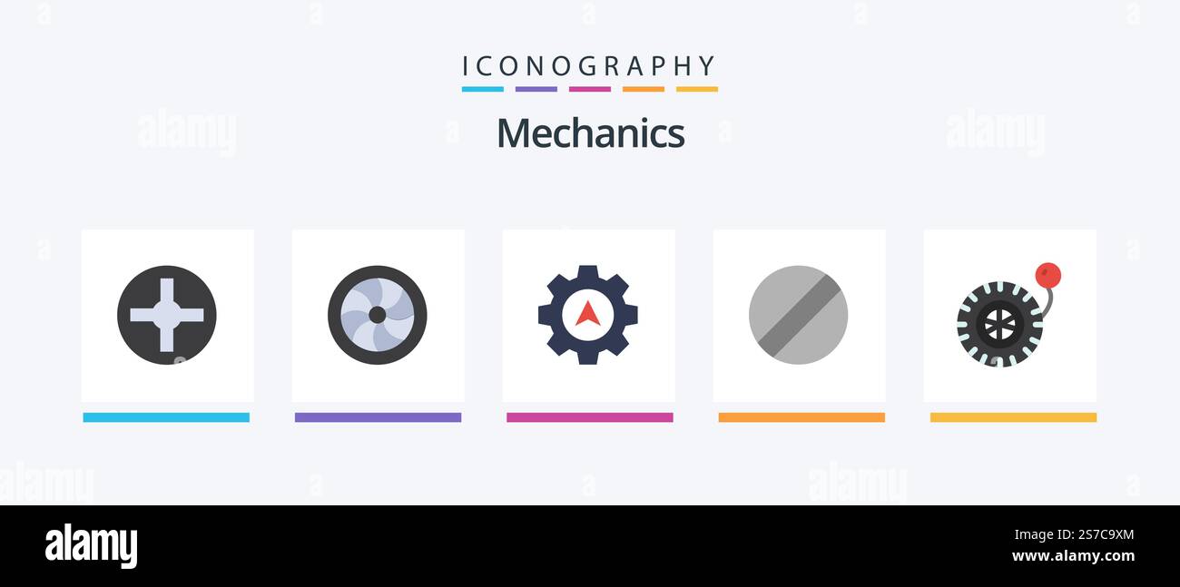 Mechanics Flat 5 Icon Pack Including . cursor. wheel. pressure ...