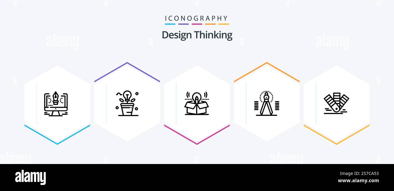 Design Thinking 25 Line icon pack including tool. compass. light ...