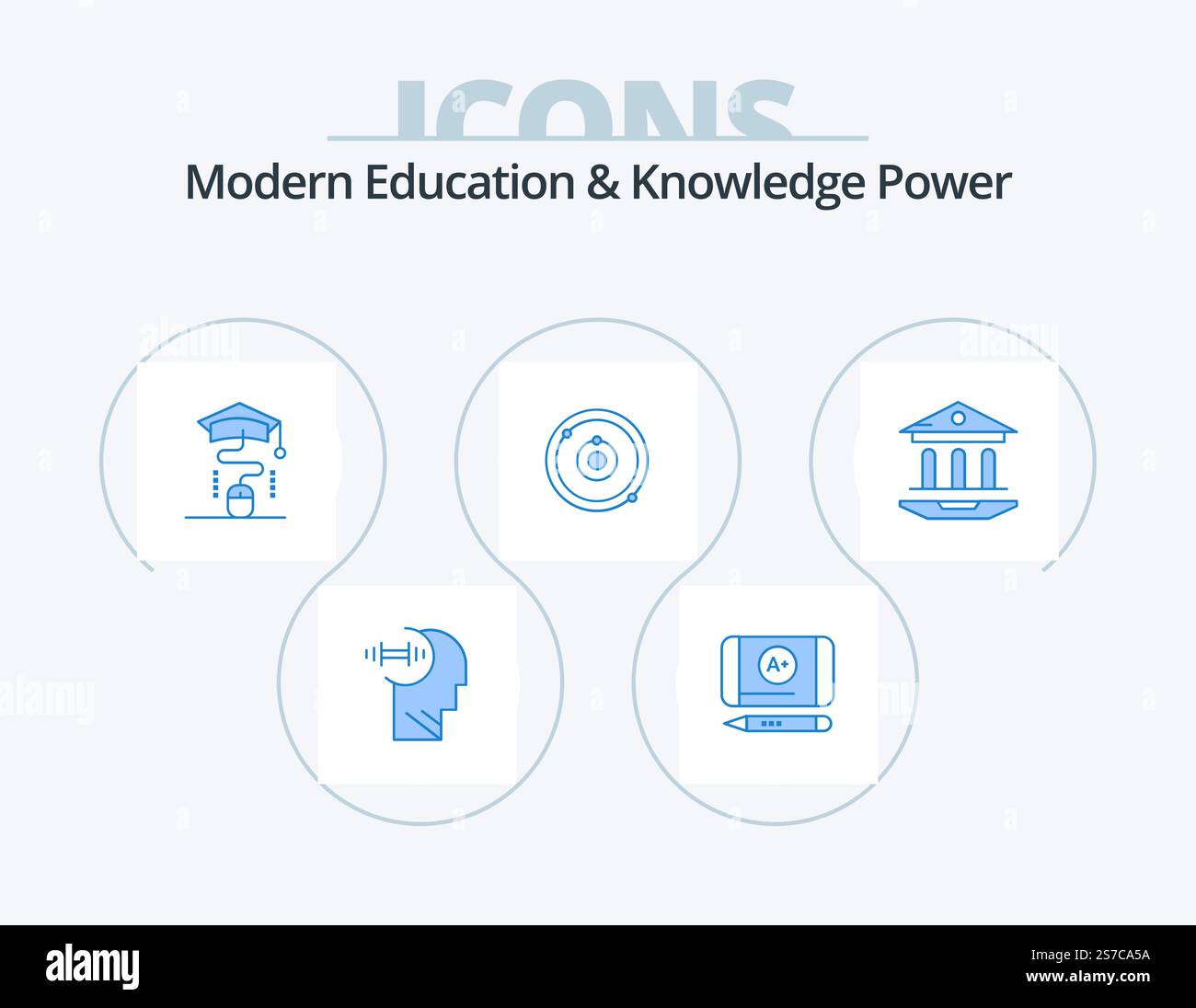 Modern Education And Knowledge Power Blue Icon Pack 5 Icon Design ...