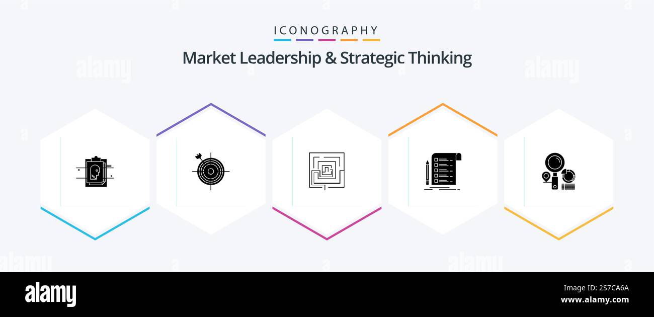 Market Leadership And Strategic Thinking 25 Glyph icon pack including ...