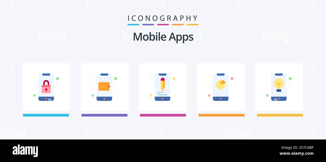 Mobile Apps Flat 5 Icon Pack Including app. app. wallet. analytics. ui ...