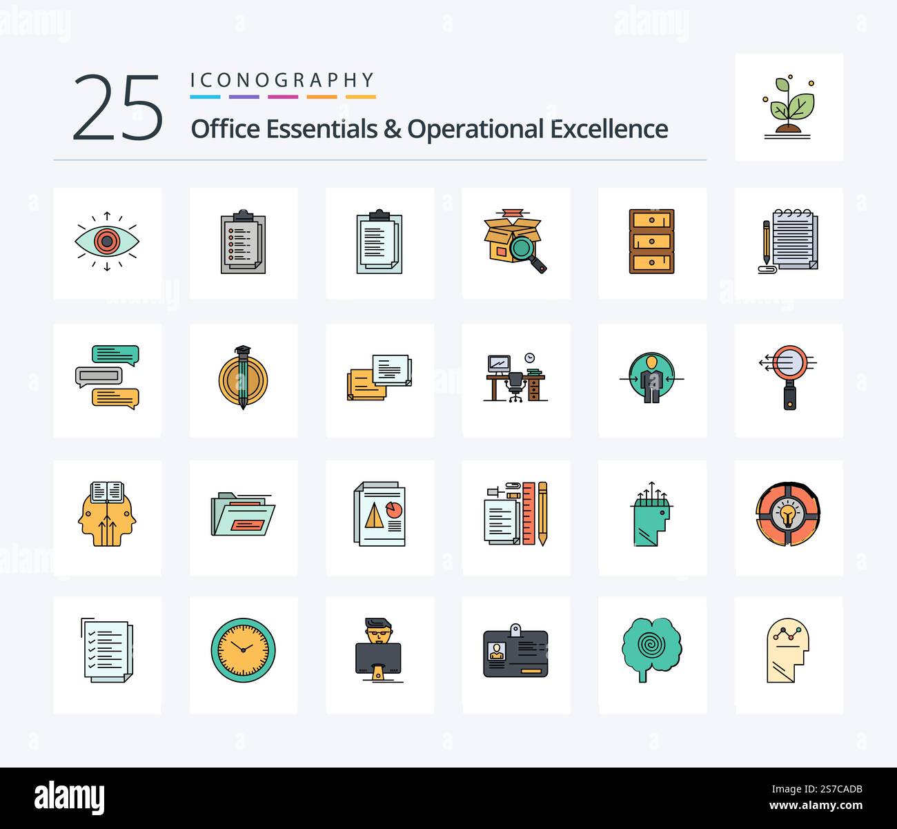 Office Essentials And Operational Exellence 25 Line Filled icon pack ...
