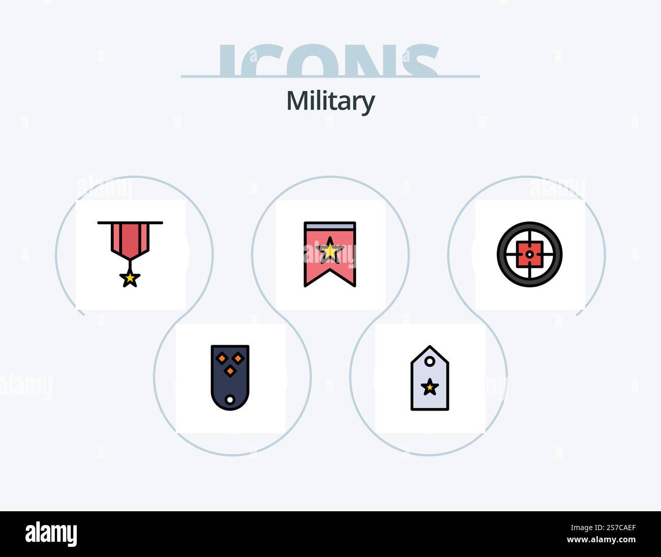 Military Line Filled Icon Pack 5 Icon Design. badge. three. star. rank ...