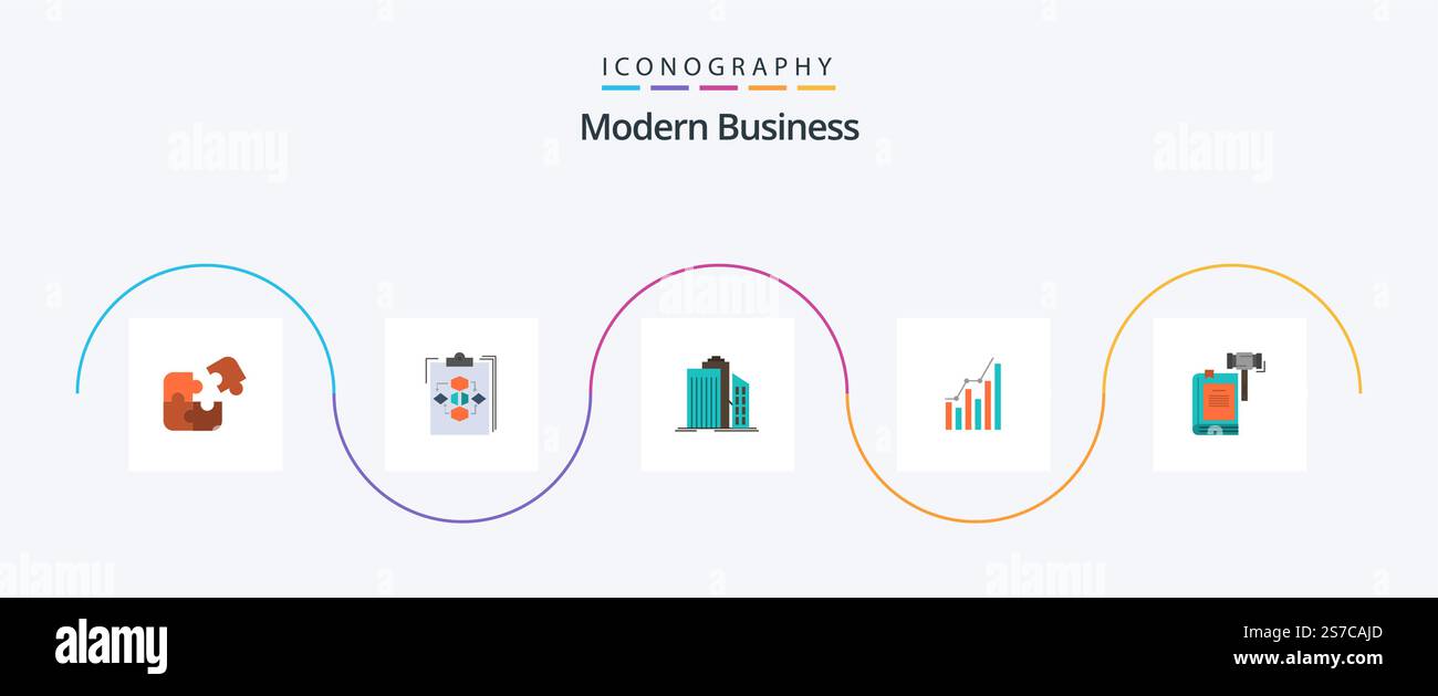 Modern Business Flat 5 Icon Pack Including office. buildings. diagram ...