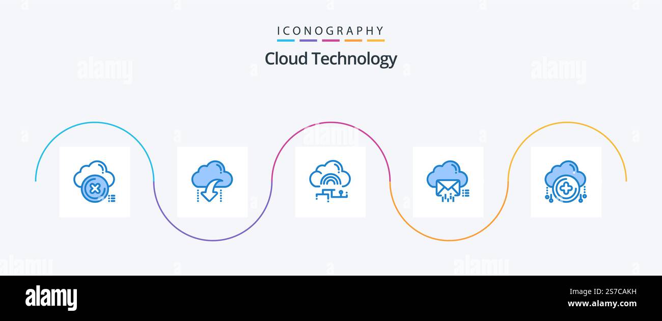 Cloud Technology Blue 5 Icon Pack Including email. cloud. arrow. data ...