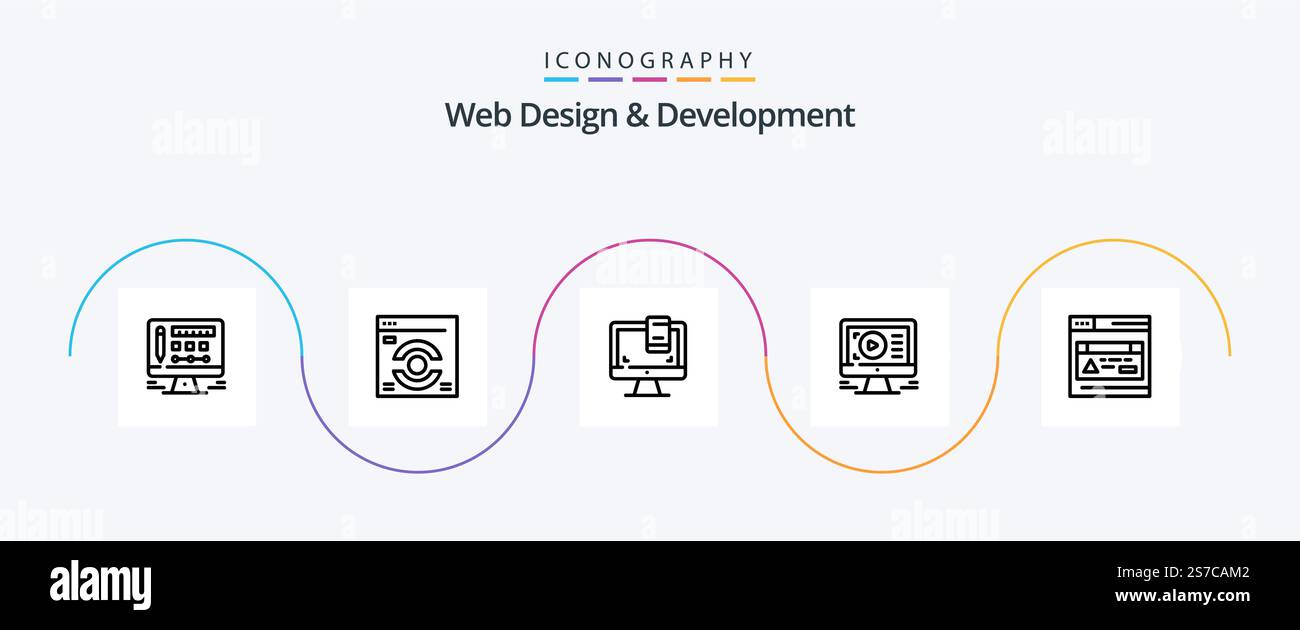 Web Design And Development Line 5 Icon Pack Including design. play ...