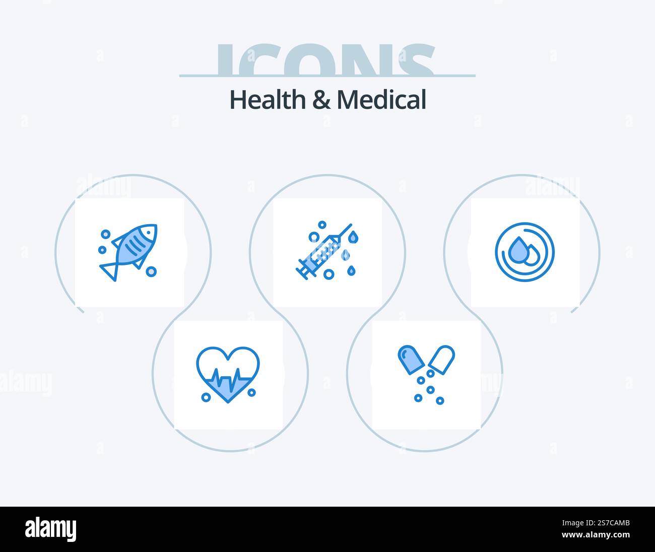 Health And Medical Blue Icon Pack 5 Icon Design. . droop. fish. medical ...