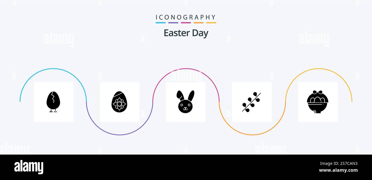 Easter Glyph 5 Icon Pack Including easter. basket. bynny. spring ...