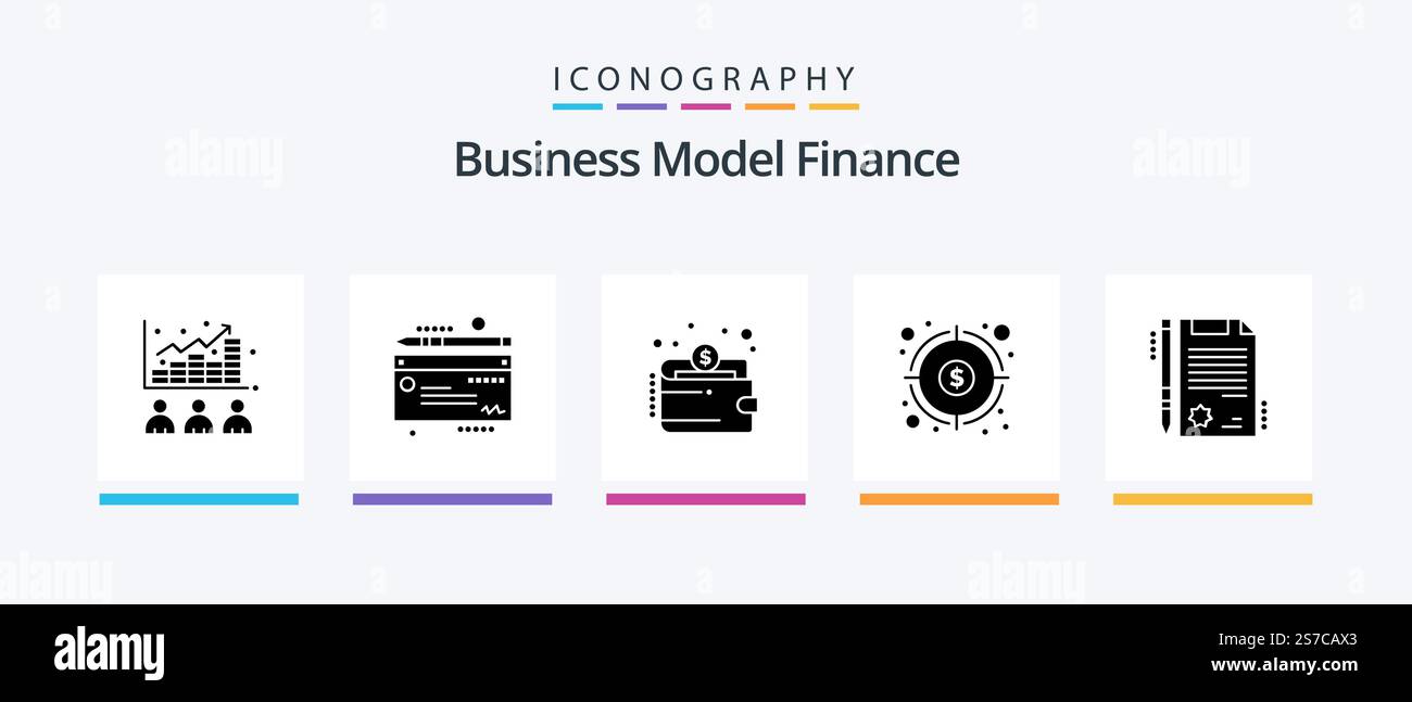 Finance Glyph 5 Icon Pack Including certificate. goal. cash. fund ...