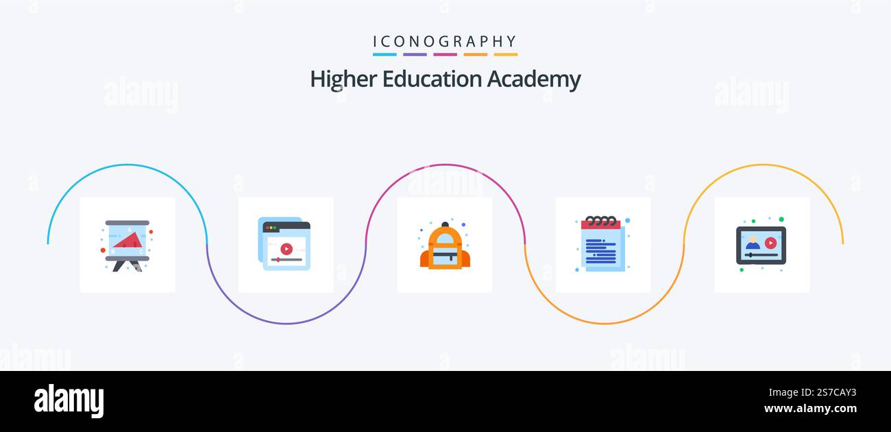 Academy Flat 5 Icon Pack Including online. university. bag. study ...