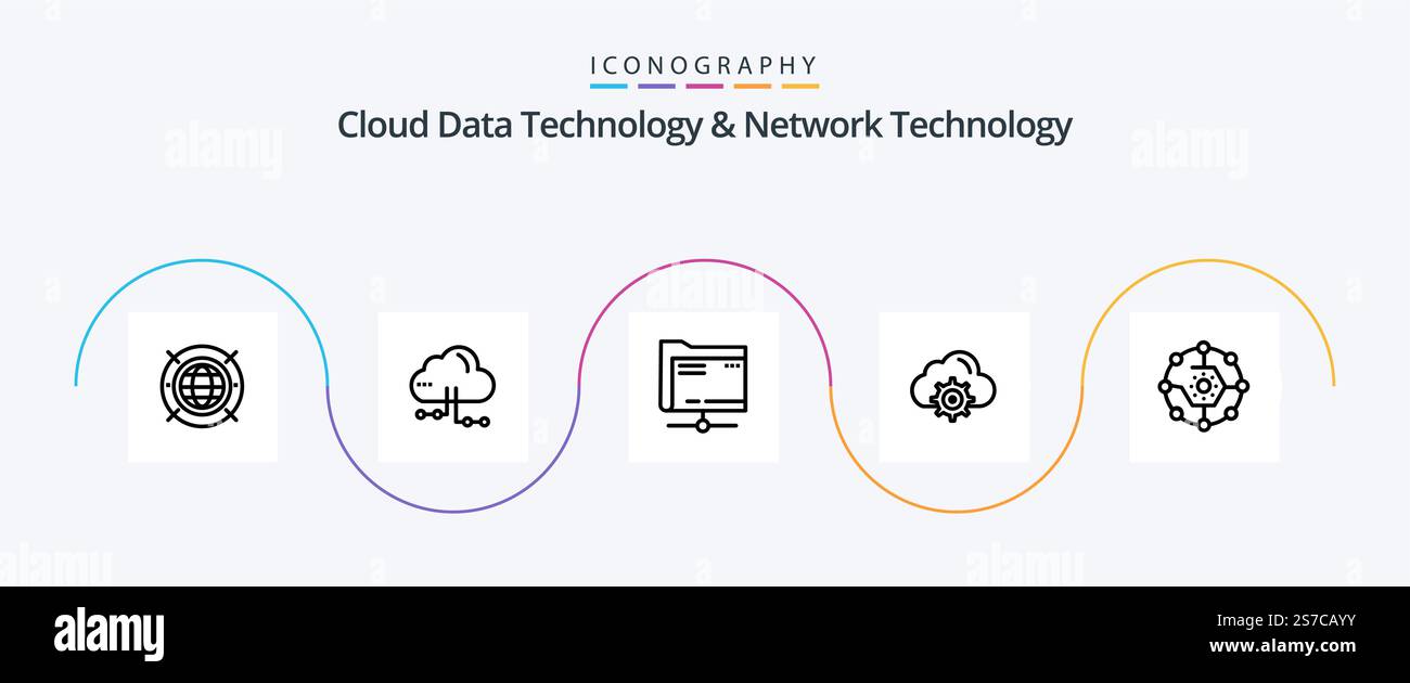 Cloud Data Technology And Network Technology Line 5 Icon Pack Including computing share ...
