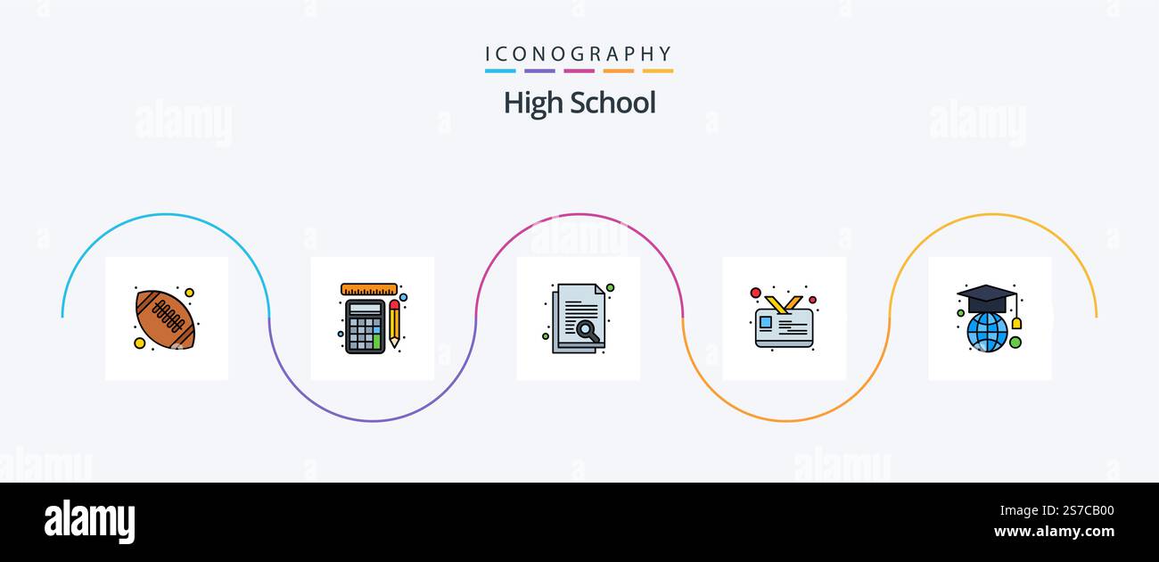 High School Line Filled Flat 5 Icon Pack Including globe. education ...