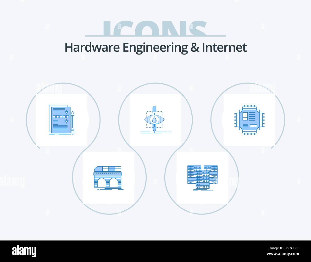 Hardware Engineering And Internet Blue Icon Pack 5 Icon Design. pollution. ecology. database ...