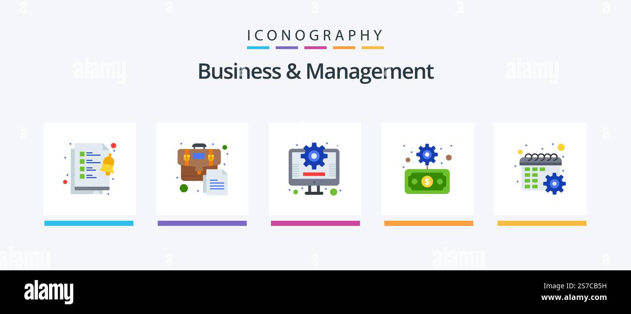 Business And Management Flat 5 Icon Pack Including settings. gear ...