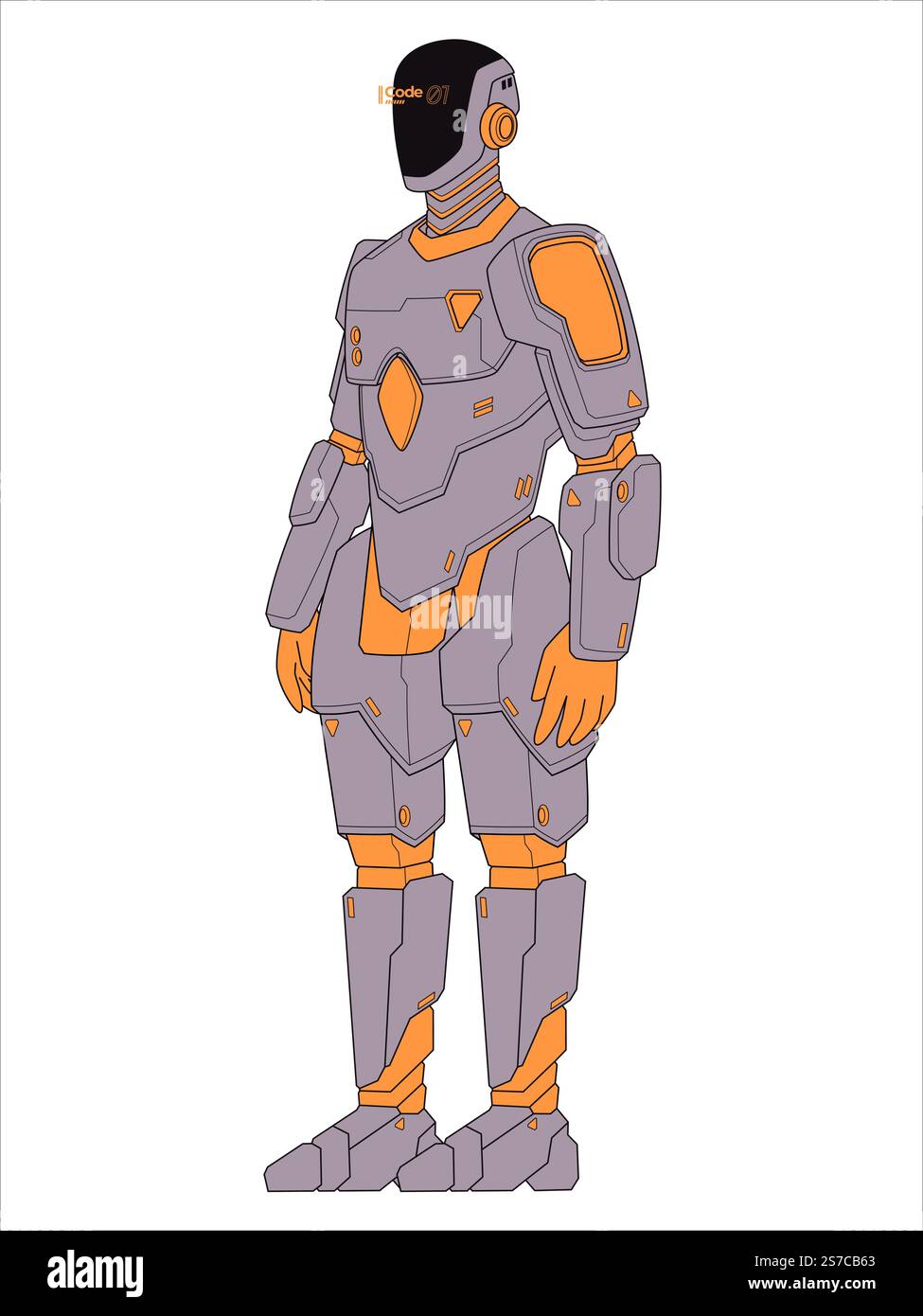 Robot humanoid body standing pose cyborg futuristic technology modern artificial intelligence ...