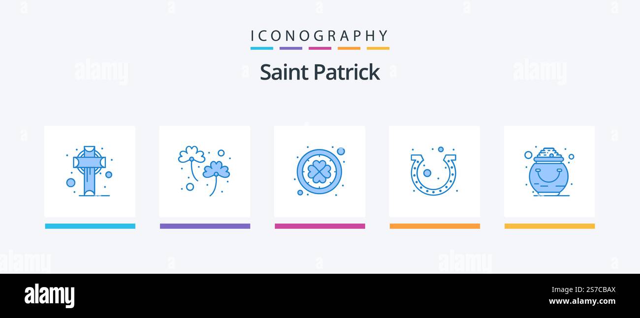 Saint Patrick Blue 5 Icon Pack Including fortune. horseshoe. ireland ...