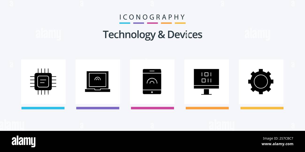 Devices Glyph 5 Icon Pack Including . computer. technology. gadget. Creative Icons Design Stock ...