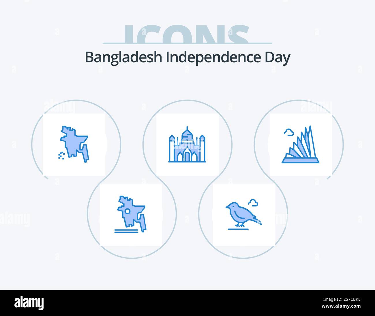 Bangladesh Independence Day Blue Icon Pack 5 Icon Design. landmark ...
