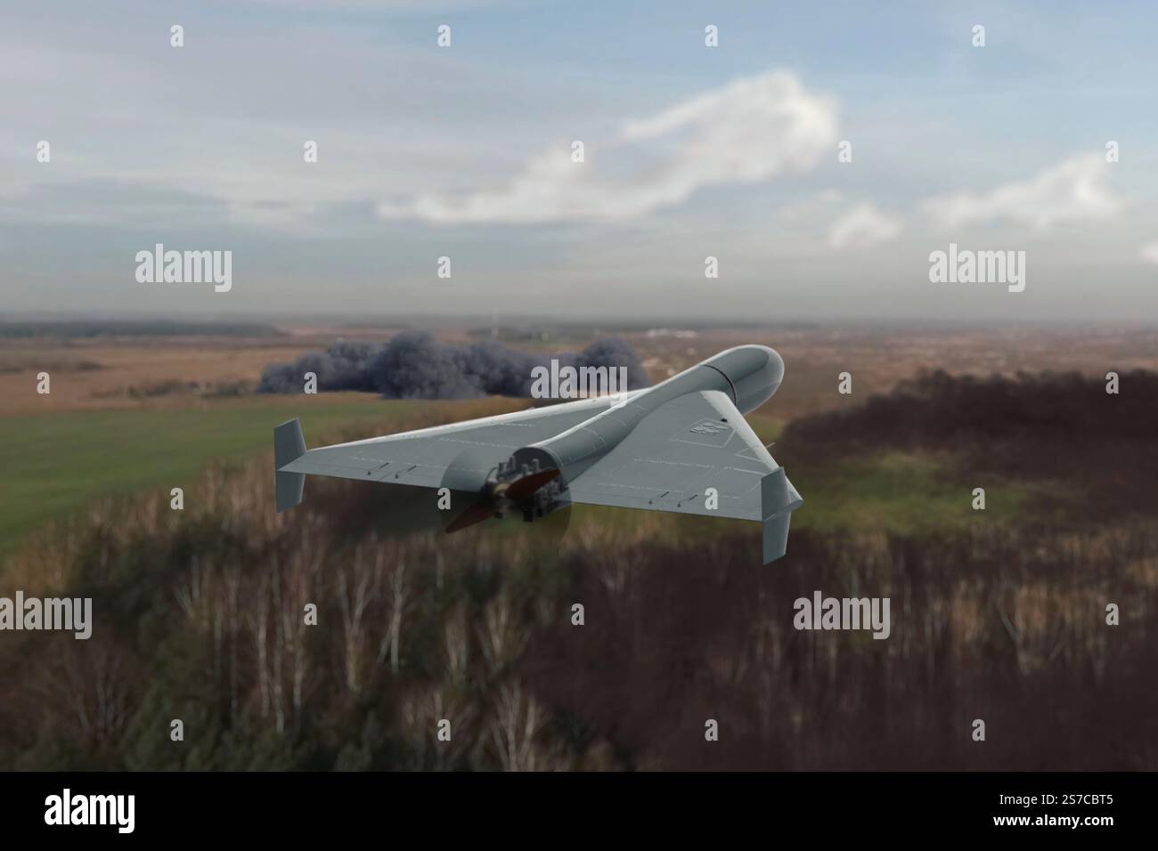 Modern military unmanned aerial vehicle against the background of ...