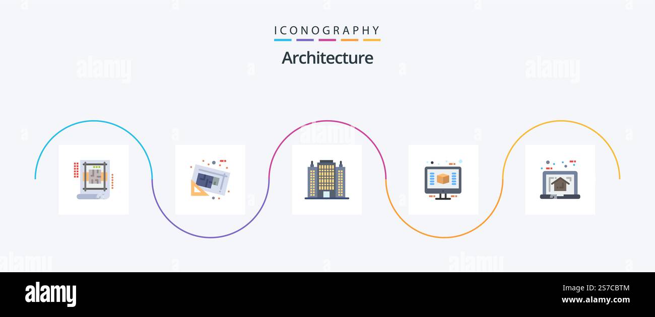 Architecture Flat 5 Icon Pack Including render. computer. plan ...