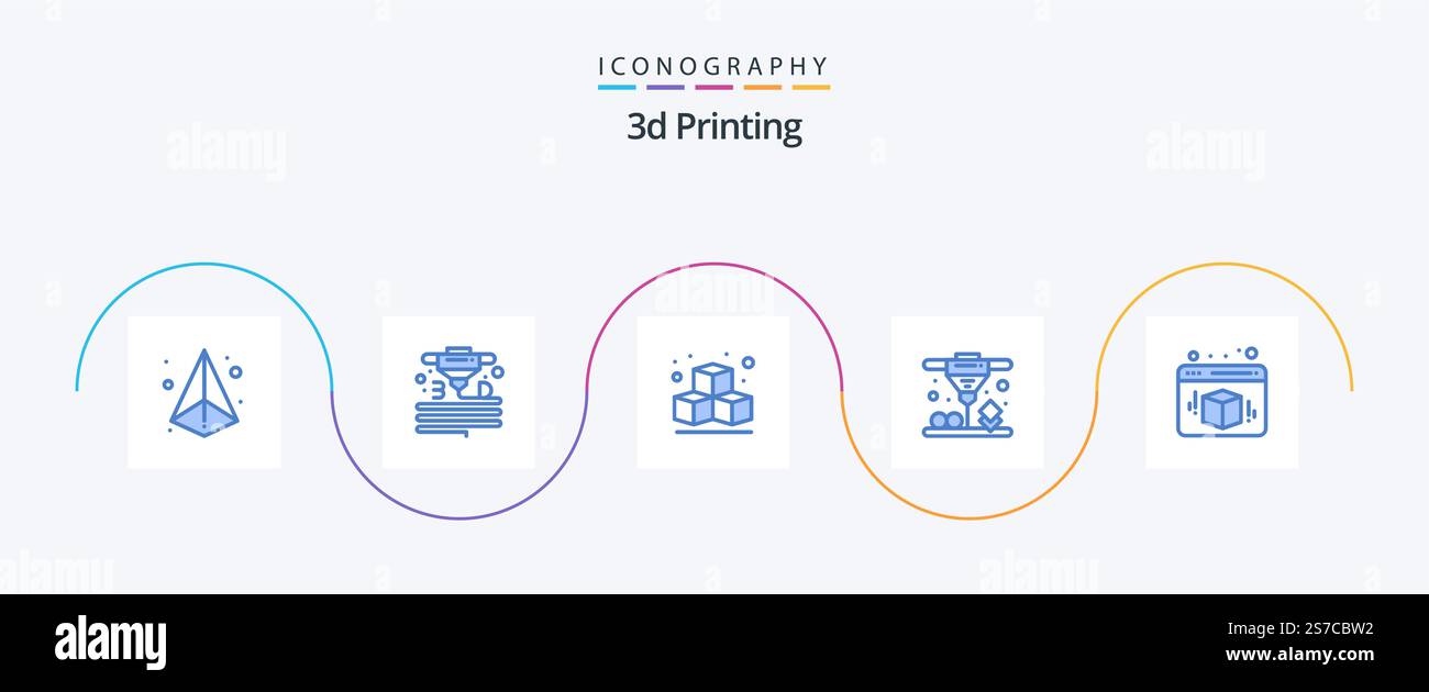 3d Printing Blue 5 Icon Pack Including box. laser sintering. plastic ...