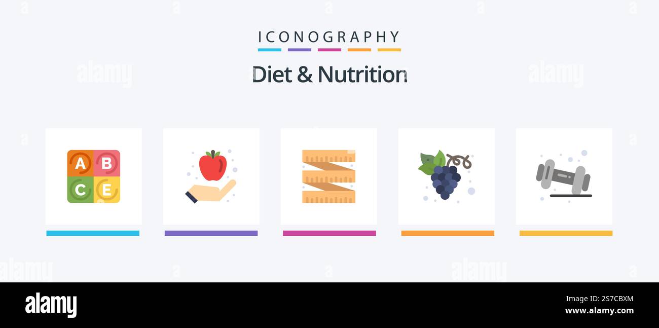 Diet And Nutrition Flat 5 Icon Pack Including gym. dumbbell ...
