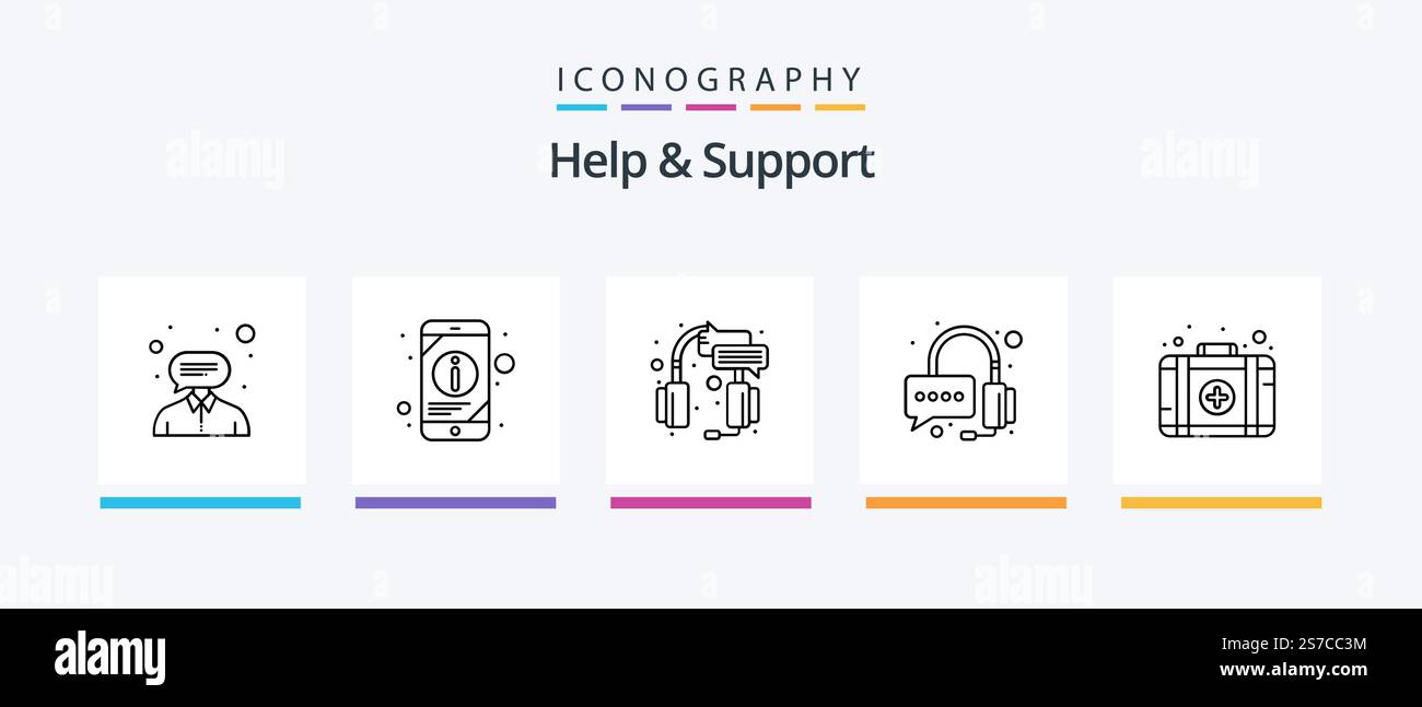 Help And Support Line 5 Icon Pack Including support. help ...