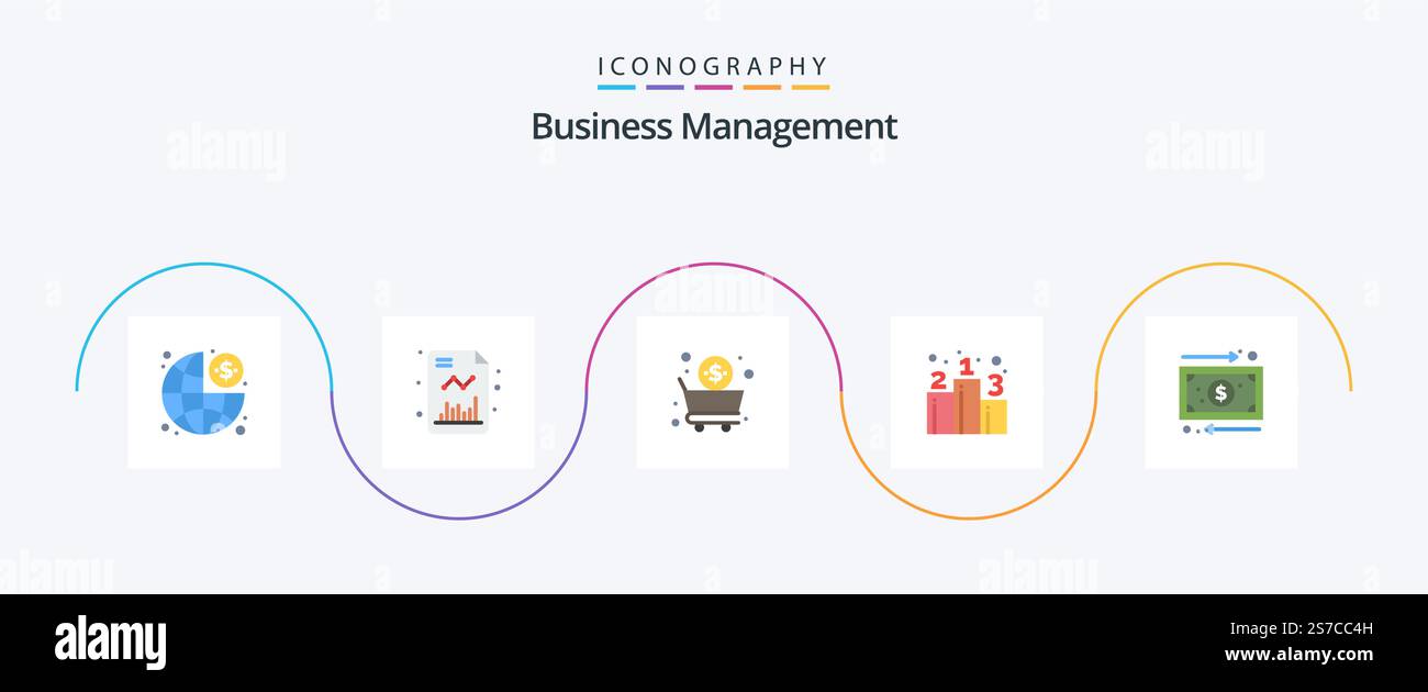 Business Management Flat 5 Icon Pack Including cash. strategy. business ...