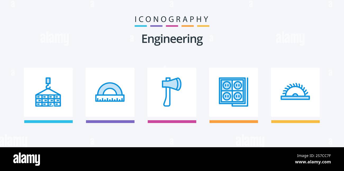 Engineering Blue 5 Icon Pack Including plug. building. scale ...