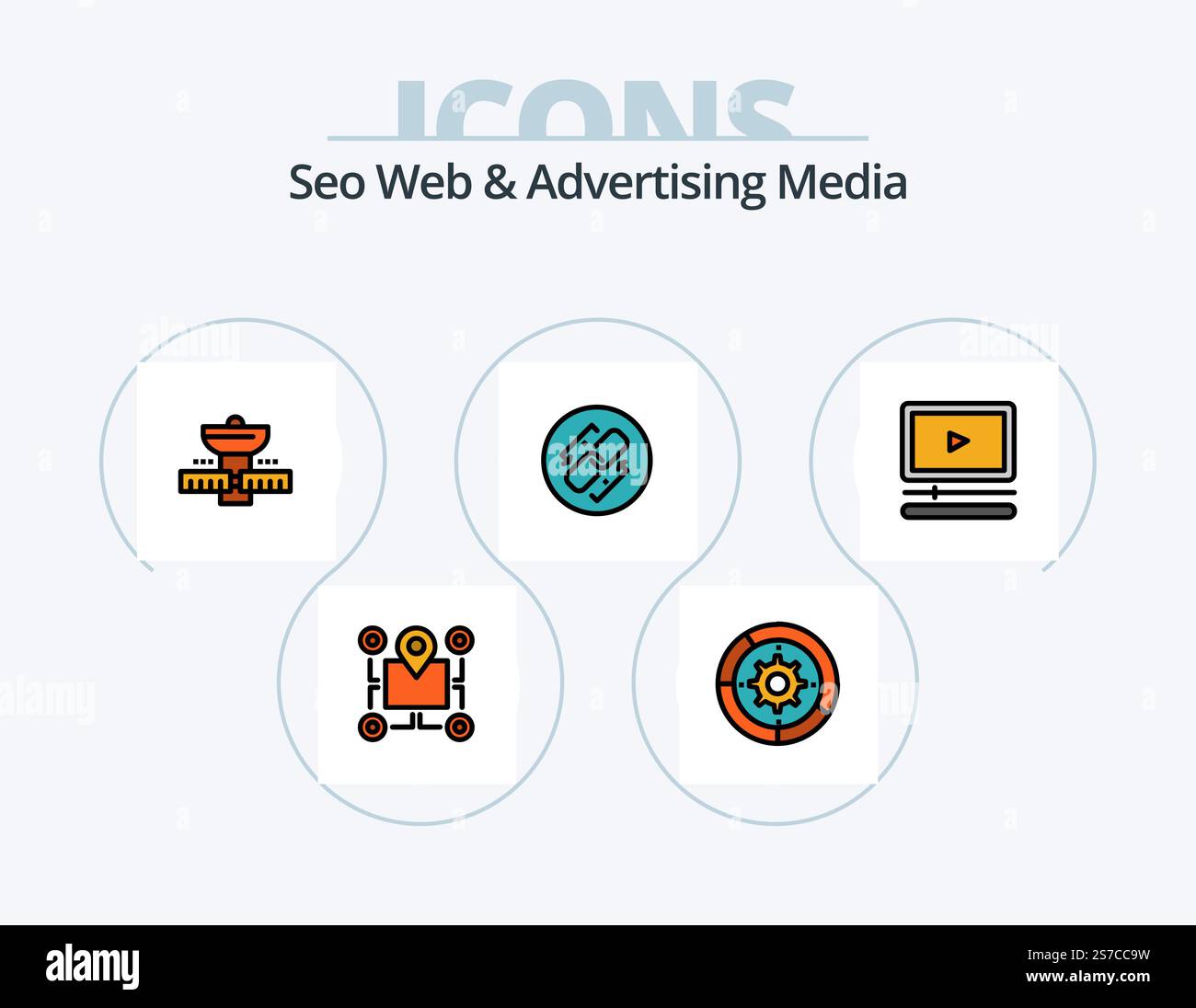 Seo Web And Advertising Media Line Filled Icon Pack 5 Icon Design. design. layout. connection ...