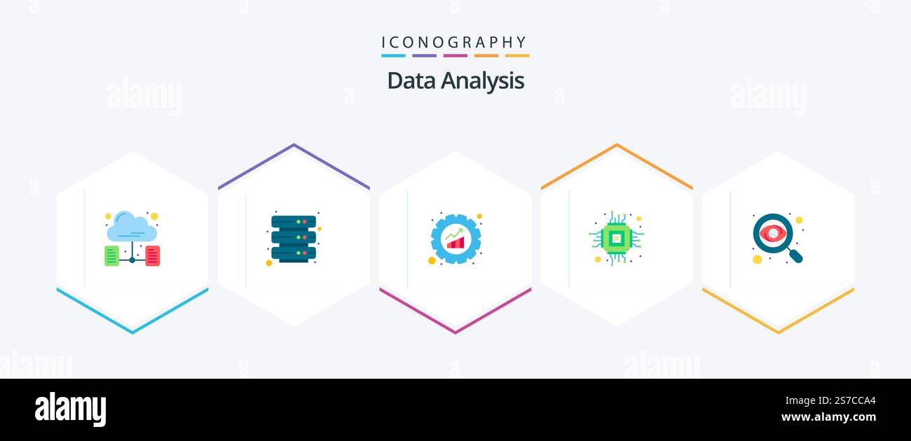 Data Analysis 25 Flat icon pack including data. data. gear. microchip ...