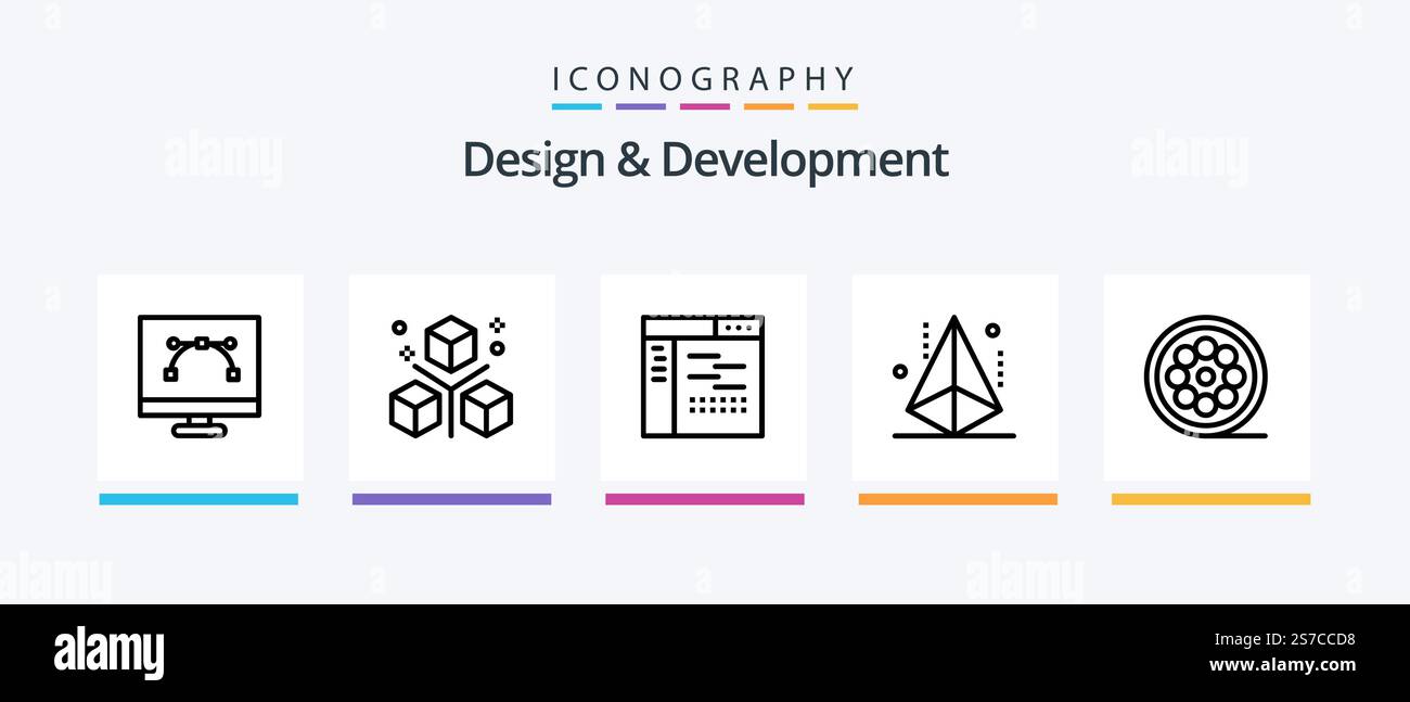 Design and Development Line 5 Icon Pack Including picture. design ...