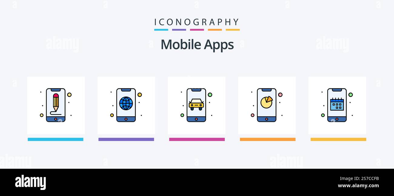 Mobile Apps Line Filled 5 Icon Pack Including app. interaction. mobile ...