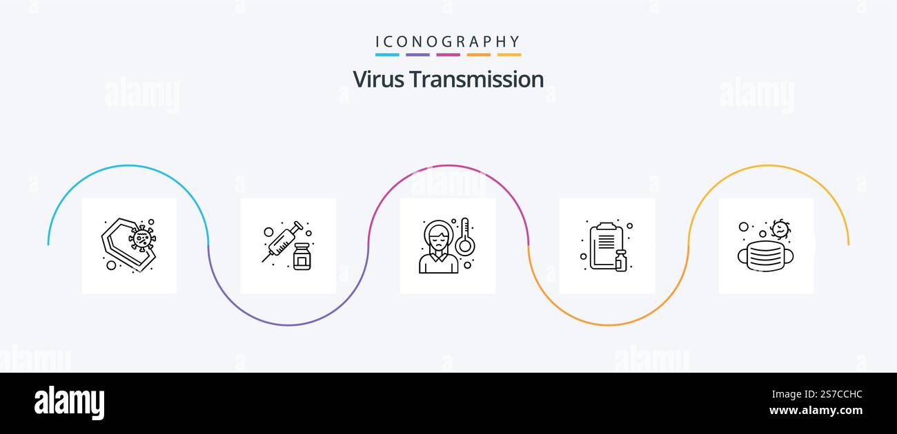 Virus Transmission Line 5 Icon Pack Including mask. report. head ...