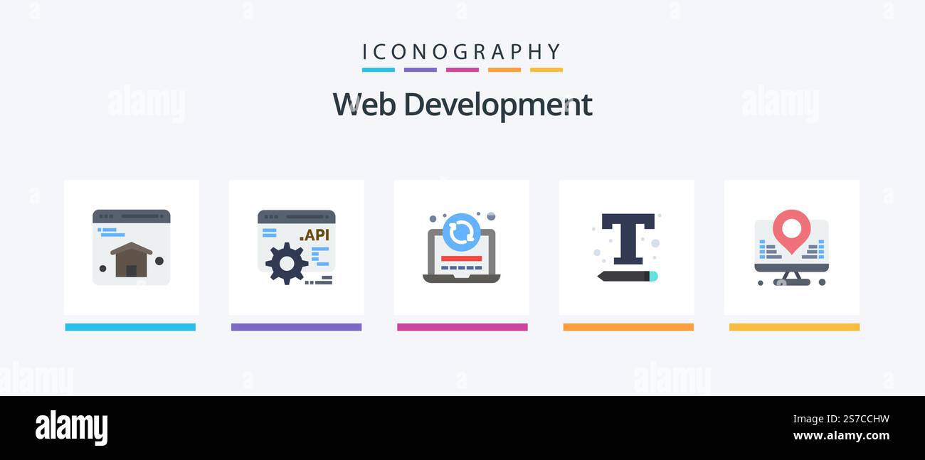 Web Development Flat 5 Icon Pack Including location. development ...
