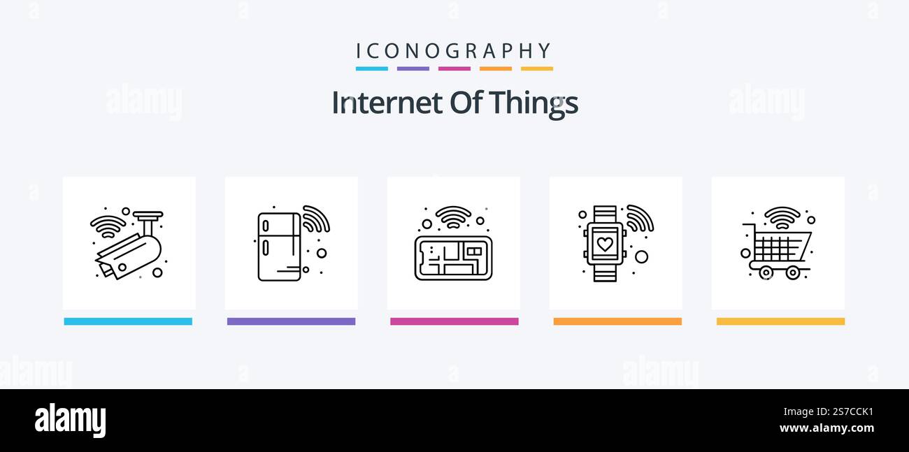 Internet Of Things Line 5 Icon Pack Including web. smart. music ...