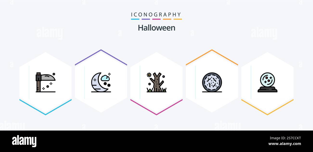 Halloween 25 FilledLine icon pack including . october. tree. mage. worm ...