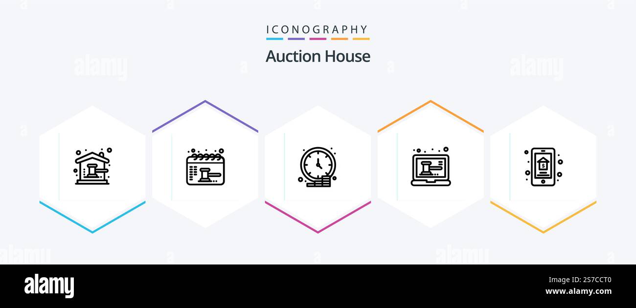 Auction 25 Line icon pack including shop. laptop. balance. auction ...