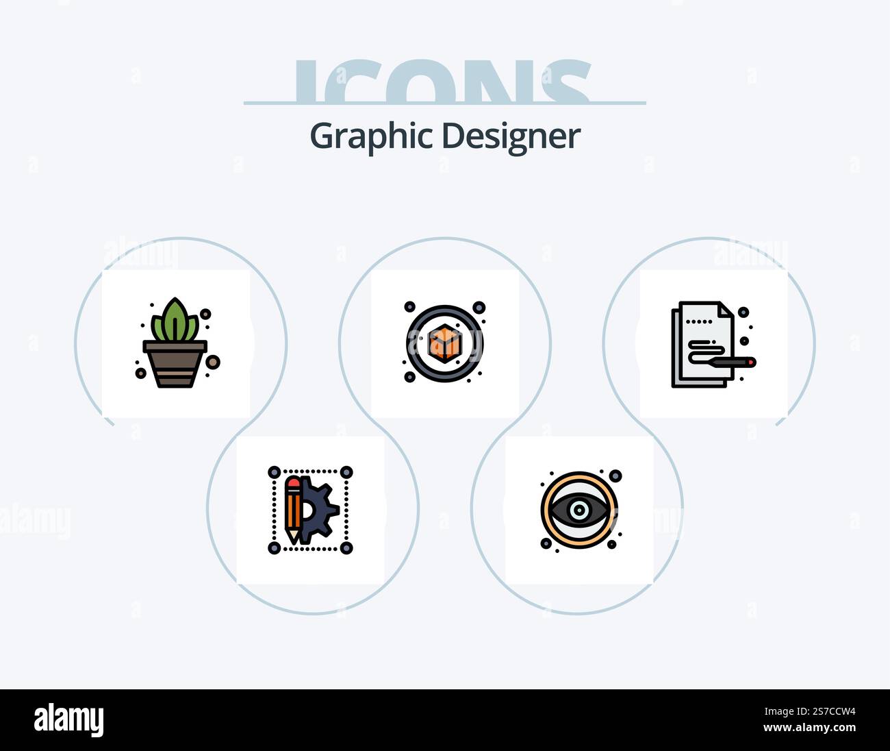 Graphic Designer Line Filled Icon Pack 5 Icon Design. . stylus ...