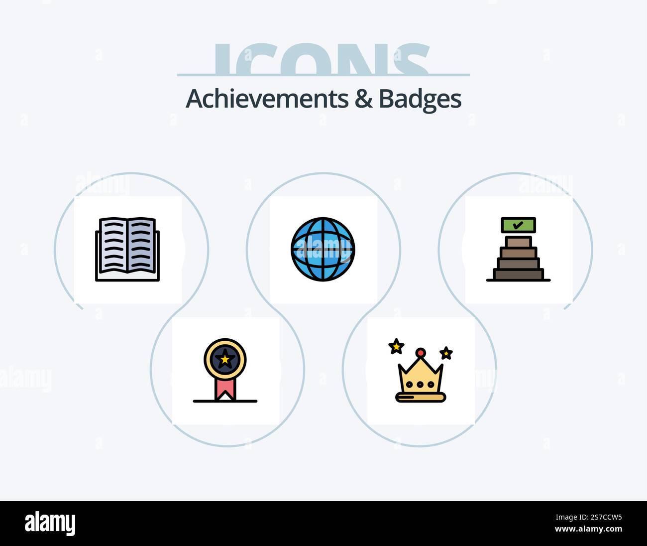 Achievements and Badges Line Filled Icon Pack 5 Icon Design. award ...