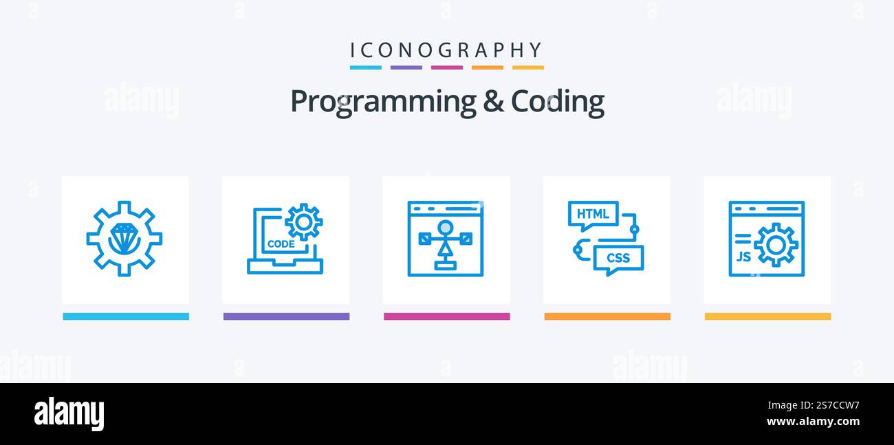 Programming And Coding Blue 5 Icon Pack Including Develop Browser